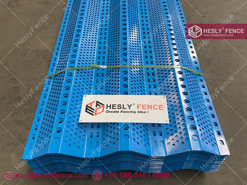 Perforated Steel Windbreak Panel | 3m length panel | Powder Coated Blue ...