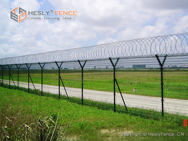 Airport Perimeter Fencing line with Concertina Razor Coil, China ...