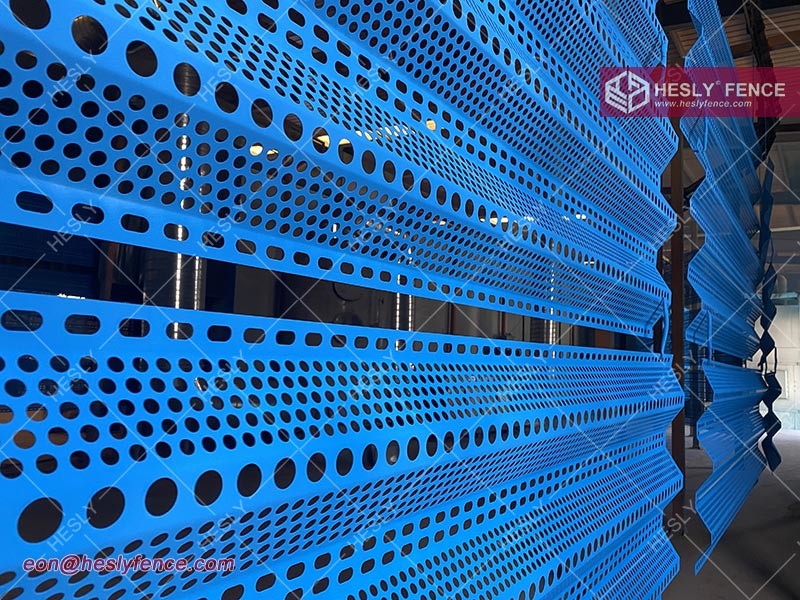 Wind and Dust Control Fence System, Perforated Metal, 6m height, 5015 ...