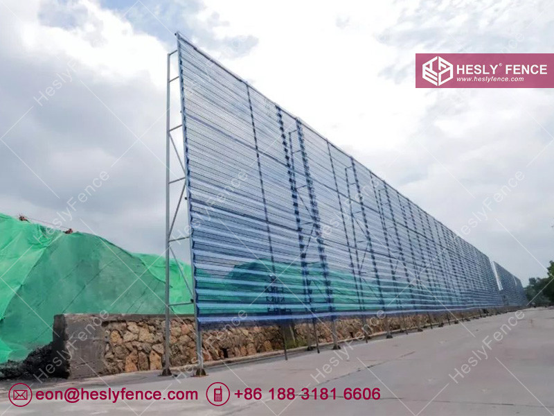 9m high Wind Break and Dust Control Fence | Blue Corrugated Perforated ...